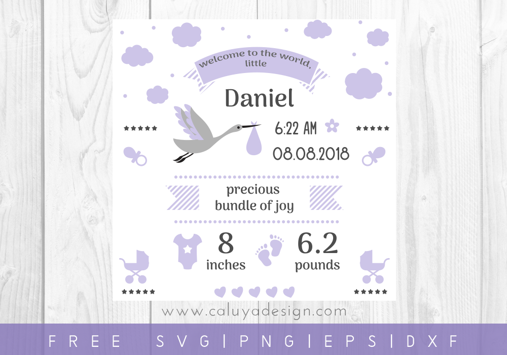 Birth Stats Svg Feet Baby Announcement Chart Template Svg Pdf Dxf Eps 
